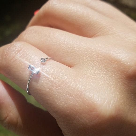 everrealli | Jewelry | Delicate Silver Geometric Open Design Ring ...